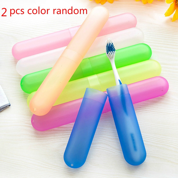 2pcs Color Random Portable Travel Toothbrush Box Trip Breathable Anti ... 2pcs Color Random Portable Travel Toothbrush Box Trip Breathable Anti ...