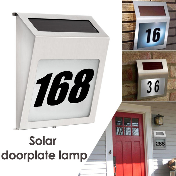 Solar Powered LED House Address Number Doorplate Light | Wish