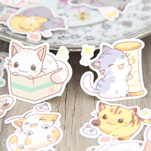 20/40pcs Not Repeat Cute Waterproof Cats Scrapbooking Stickers DIY ...