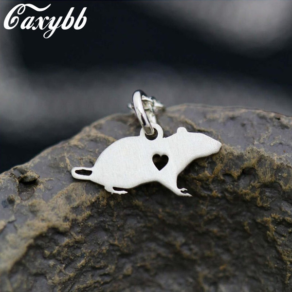 2018 Fashion Animal Necklace Zodiac Rat Pendant Stainless Steel Pendant ...