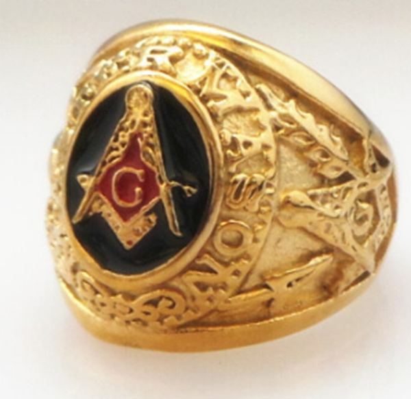 Stainless Steel Gold Master Masonic Mason Signet Rings for Men ...