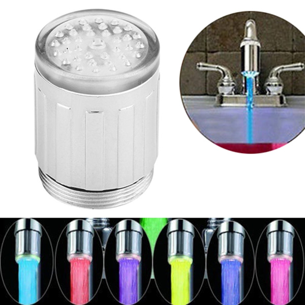 Temperature Sensing Color Changing LED Light Water Faucet Tap Kitchen ...