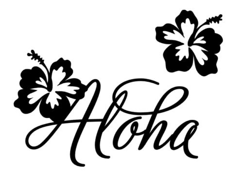 6" Aloha with Flowers Hibiscus Decal Car Sticker Hawaii Hello Die Cut ...