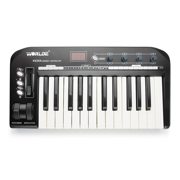 Worlde KS25A Multi-function USB MIDI Keyboard Controller with Digits ...