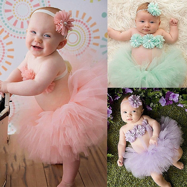 Infant Baby Girl skirt Dress & Headband Set Newborn Baby Photo ...