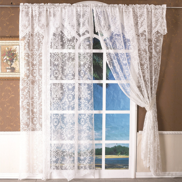 New Polyester Lace Window Curtains With Vlance Two Panels Per Set 60 By ...