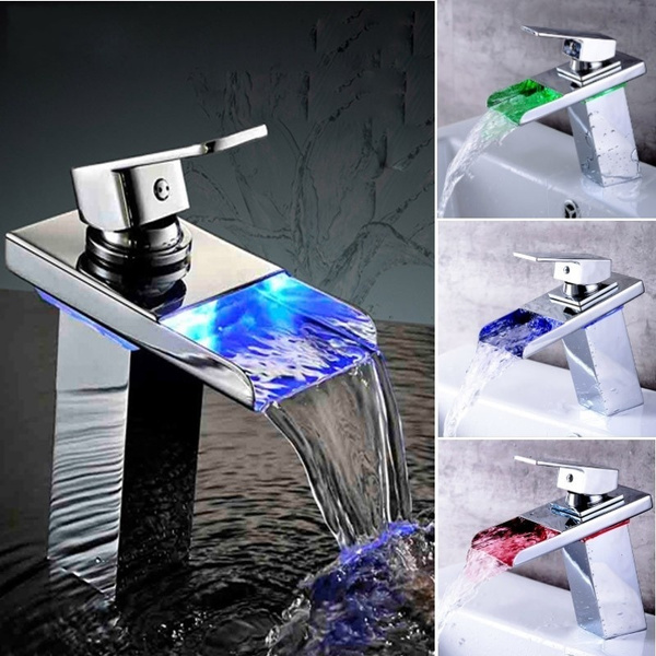 Creative Smart LED Color Changing Waterfall Widespread Chrome No ...