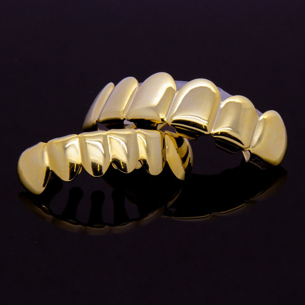 NEW 14K Gold Plated Hip Hop Teeth Grillz Top & Bottom Grill Set UR01 | Wish