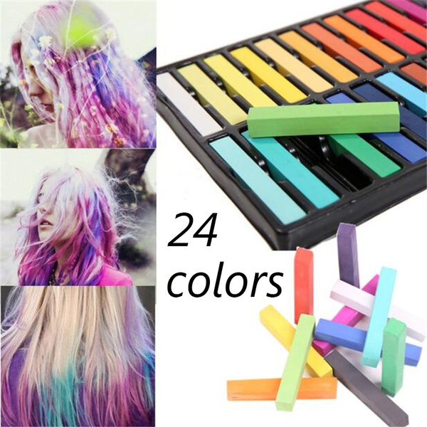 24 Colors/Set Beauty Temporary Hair Chalk Disposable Water Solubility ...