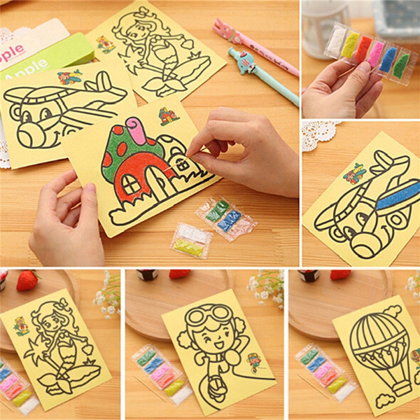 5pcs/set Children Drawing Toys Sand Painting Pictures Kids DIY Crafts ...