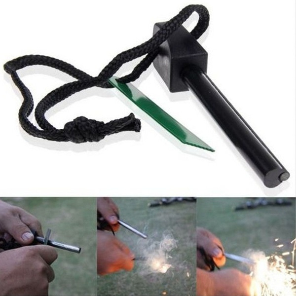 Camping Hiking Survival Magnesium Flint Steel Fire Striker Starter ...