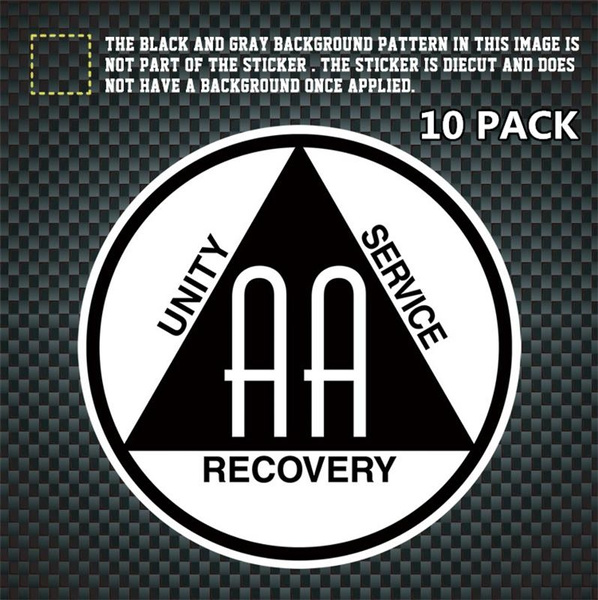 10 PACK AA Alcoholics Anonymous Symbol Sticker Decal Self Adhesive ...