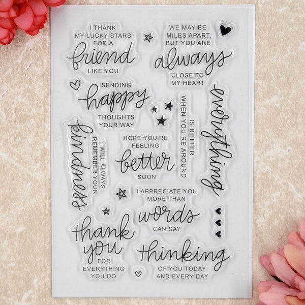 happy friend always thank you Scrapbook DIY photo cards rubber stamp ...