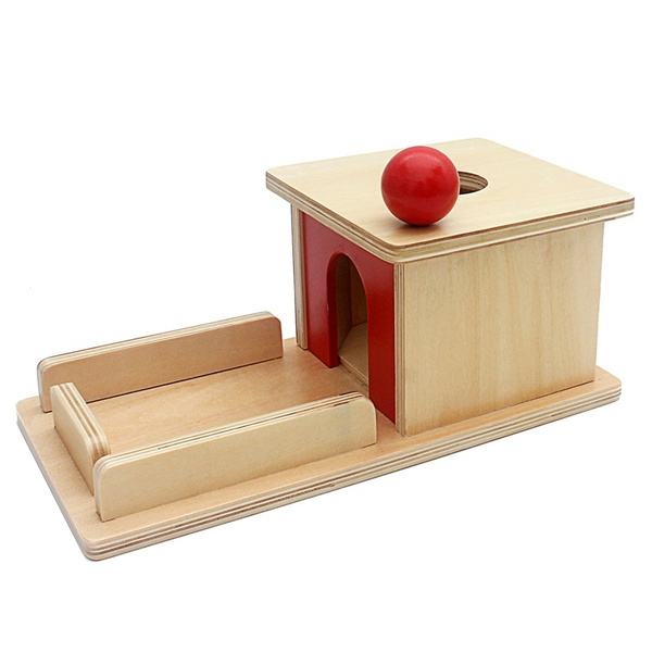 Infant Toys Montessori Materials Baby Wood Permanent Goal Box Red Ball ...