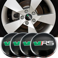 4PCS 56mm RS VRS Aluminium Car Wheel Hub Center Caps Emblem Sticker For ...