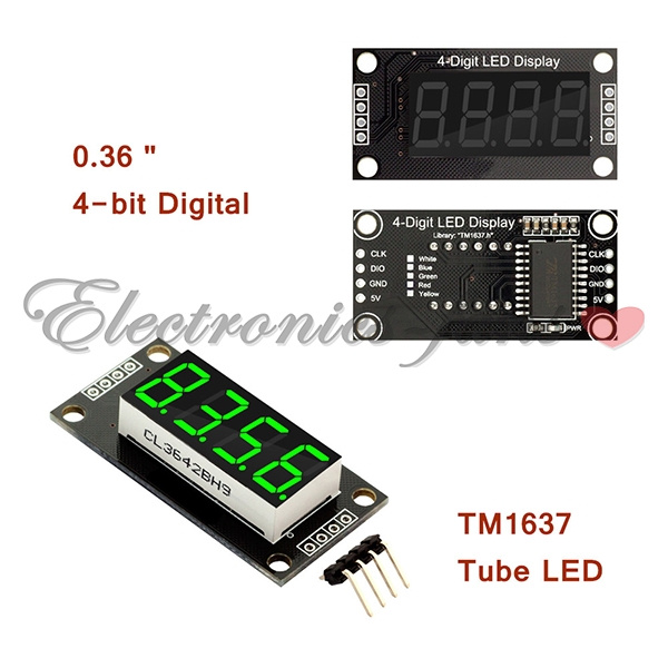 0.36" TM1637 7-Segment 4-Bit Digital Tube LED Green Display Module For ...