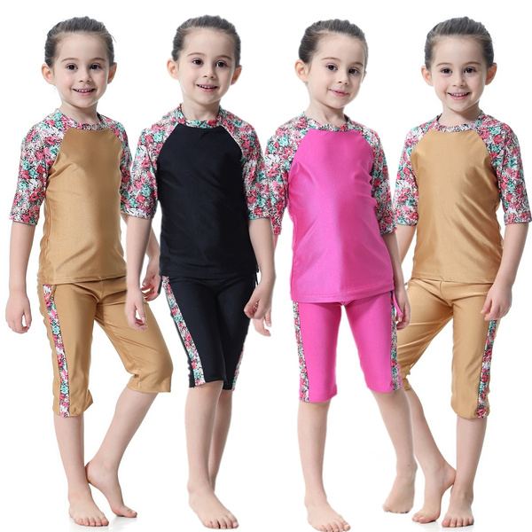 Summer Children Swimsuit Prints Flower Swimwear Muslim Jewish Girls ...