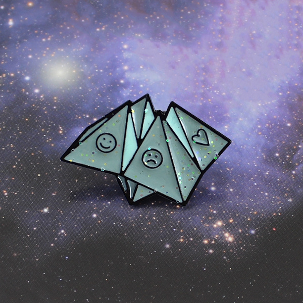 Creative Origami Brooch Smile Sad Love Options origami Enamel Pin Wool ...