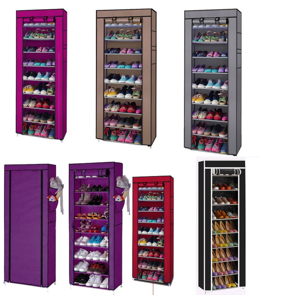 Portable Shoe Rack Shelf Storage Closet Organizer Cabinet with Cover | Wish