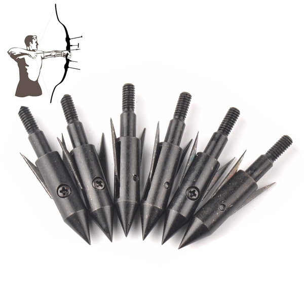 6/12 pcs Crossbow Arrow Broadhead 100 Grain Stainless Steel 2 Fixed ...