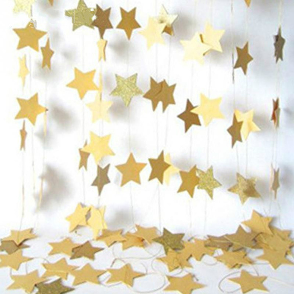 2pcs 1set Paper Star Banner Garlands 4M Birthday String Chain Banner ...