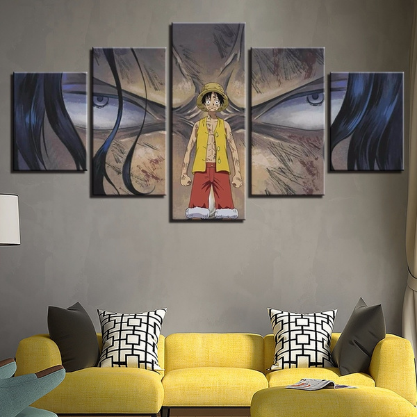 5 Panel Animation One Piece Luffy Print Modern Anime Poster Wall Art ...