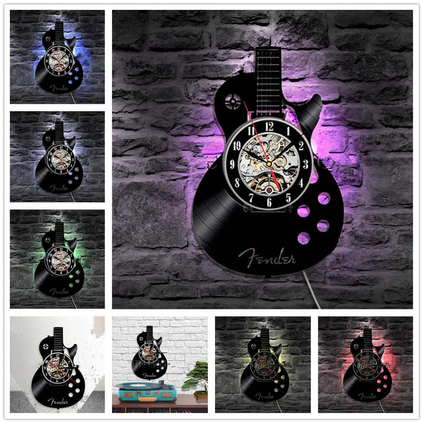 Vinyl Record Wall Clock Vintage Telecaster Guitar Professional Music ...