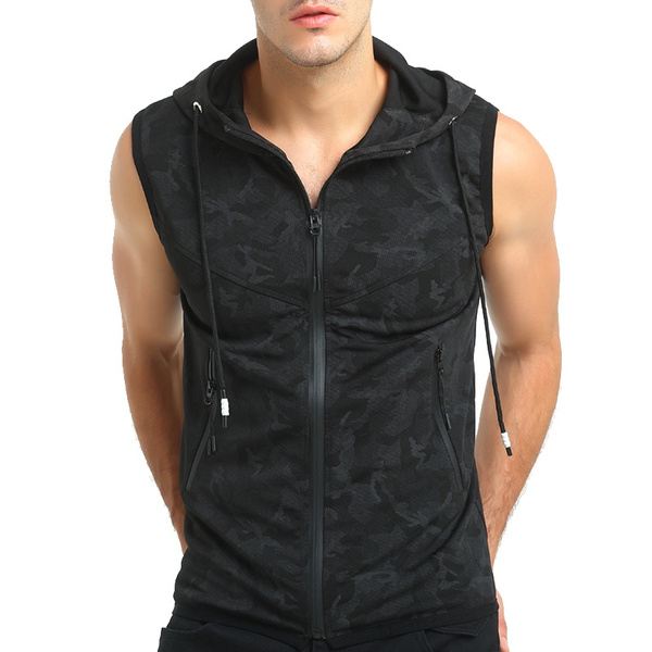 Spring Style Casual Hooded Vests Men Spring Slim Mens Jacket Sleeveless ...
