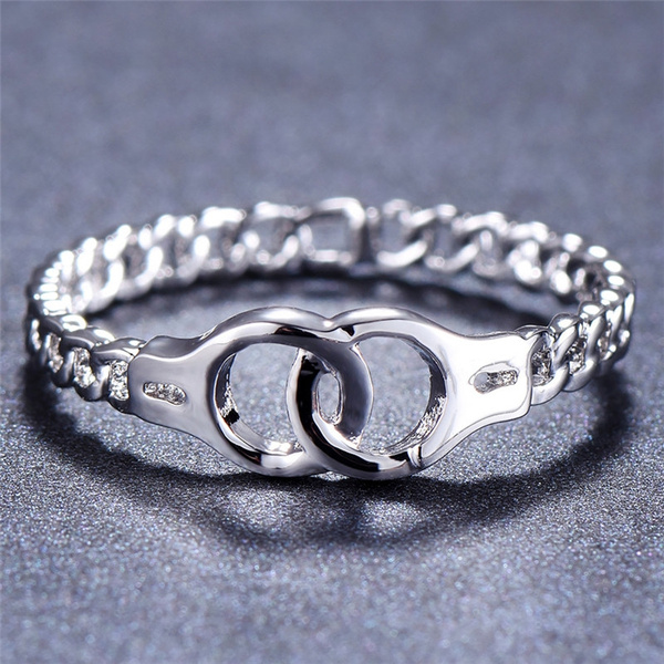Fashion Silver Handcuff Shape Wedding Anniversary Rings for Women | Wish