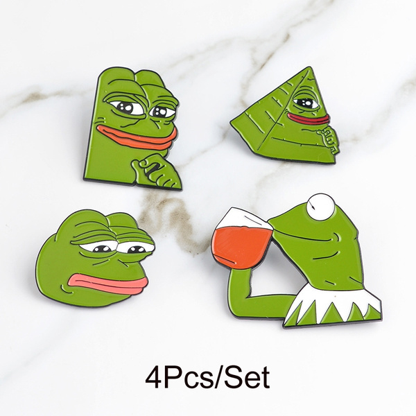 4PCS/set Frog Pepe Pin Feels Bad Man Brooch Sad Frog Lapel pin Feels ...