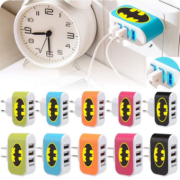 Batman 3.1A Triple USB 3 Port Wall Home Travel AC Charger Adapter for ...