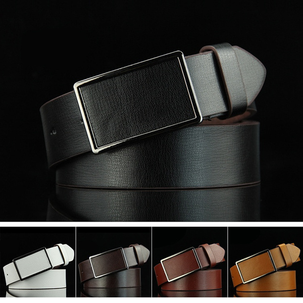 Fashion Men's Belt Smooth Buckle Solid Simple Business Casual Retro PU ... Fashion Men's Belt Smooth Buckle Solid Simple Business Casual Retro PU ...