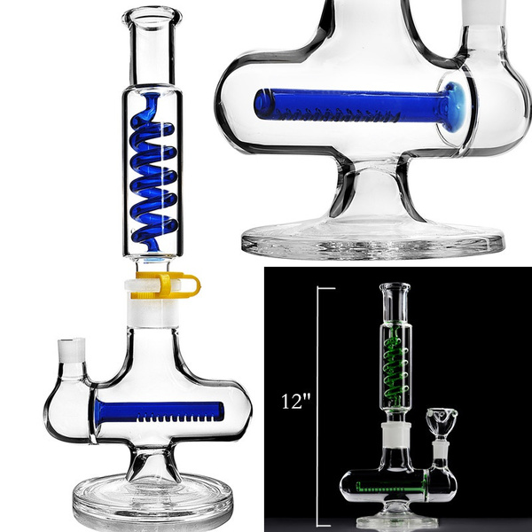 Build A Glass - 12 Inch Glass Water Pipe with Inline and Spiral Perc | Wish