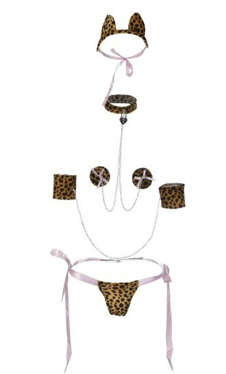 Sexy Lingerie Leopard Cat Girl Cosplay Uniform Crotchless Bikini Wish