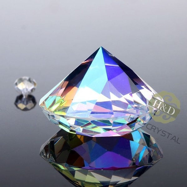 HOT Big 60mm Crystal Colorful Paperweight Cut Glass Big Giant Diamond ...