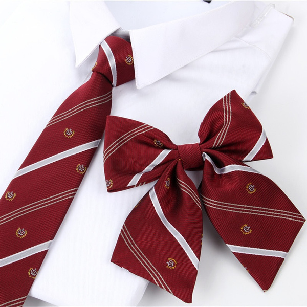 Girls Bow Neck Tie Set Japanese JK School Uniform Necktie Lolita Tie ...