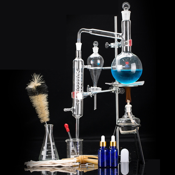 500ml Lab Essential Oil Distillation Apparatus Water Purifier Glassware ...
