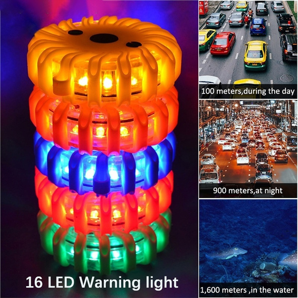 Super Bright Auto 16 LED Round Beacon Emergency Strobe Flashing Warning ...