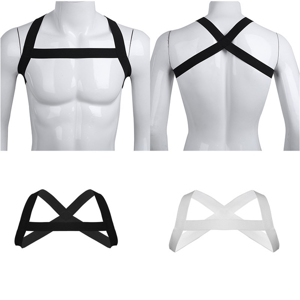 Mens X-Shape Back Elastic Shoulder Chest Muscle Harness Belt Punk Strap ...