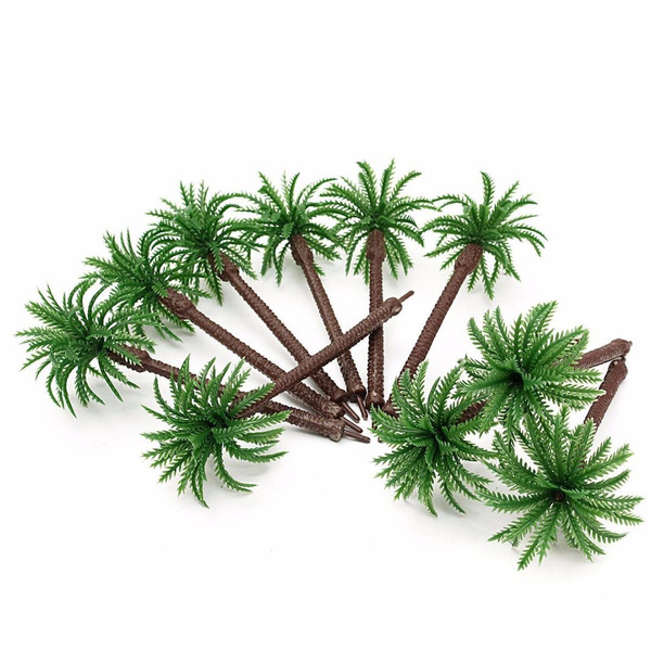 Plastic 10Pcs Palm Trees Coconut Rainforest Model Scenery Layout Scale ...