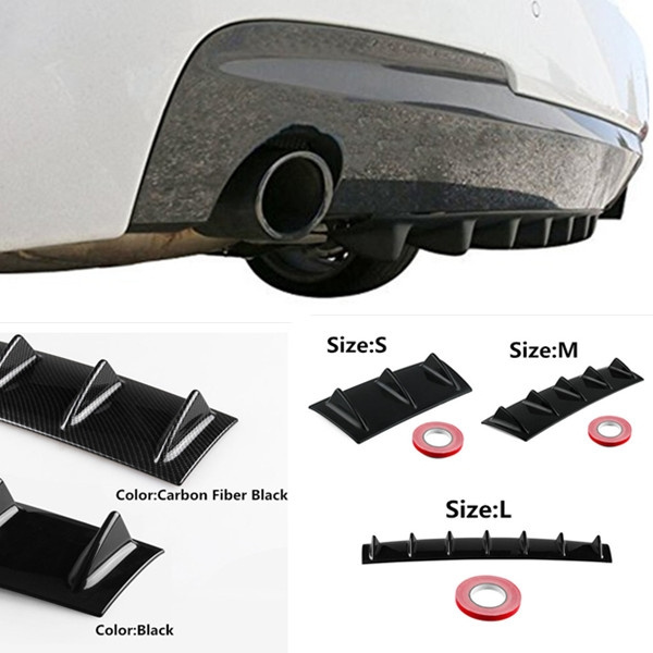 ABS Plastic Universal Black Rear Bumper Lip Chassis Diffuser Spoiler ...