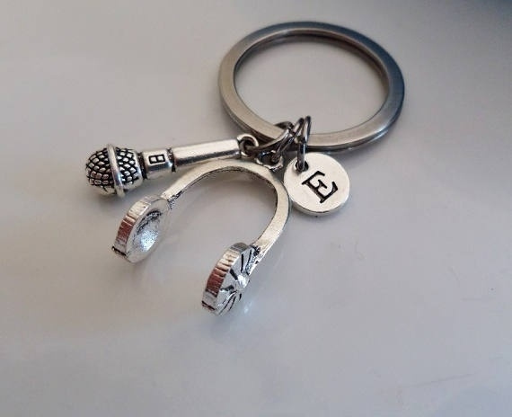 Microphone Keychain, Mic keychain, Headphones keychain, DJ Gift Radio ...