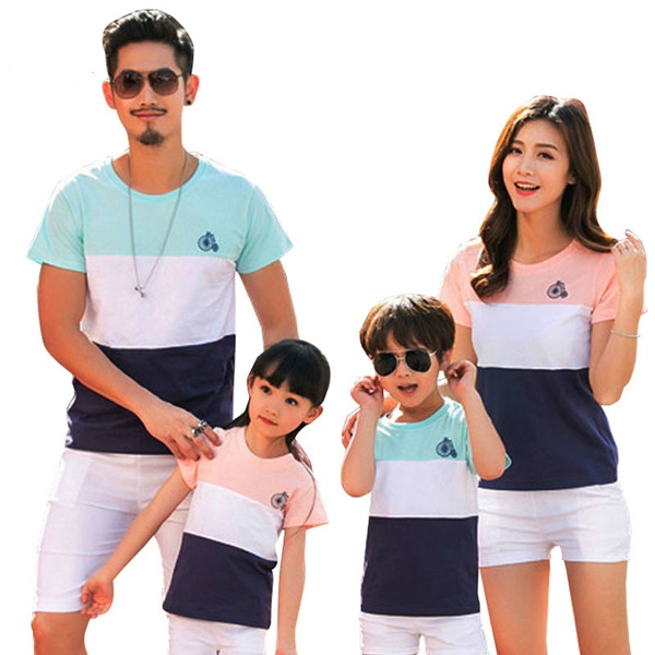 Family Clothing Outfits Fashion Striped Summer Short Sleeve T-shirt ...