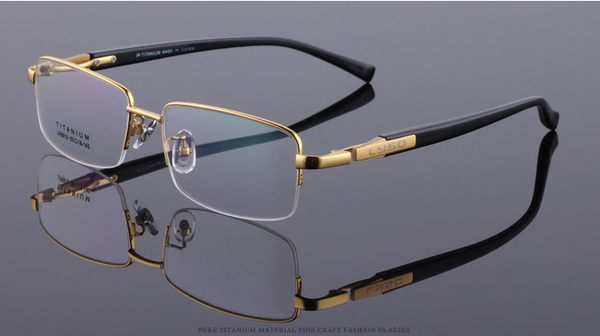 Titanium Eyeglass Frames for Men Half Rimless Spectacle Frame Business ...