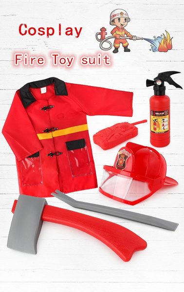 Fireman Toys Firefighter Clothing Suit Children Cosplay House Toy Boys ...