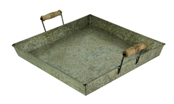Galvanized Metal Wood Handled Classic Farmhouse Tray | Wish