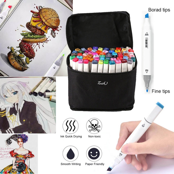 40/60/80 Color Dual Heads Animation Design Drawing Art Pen Alcohol ...
