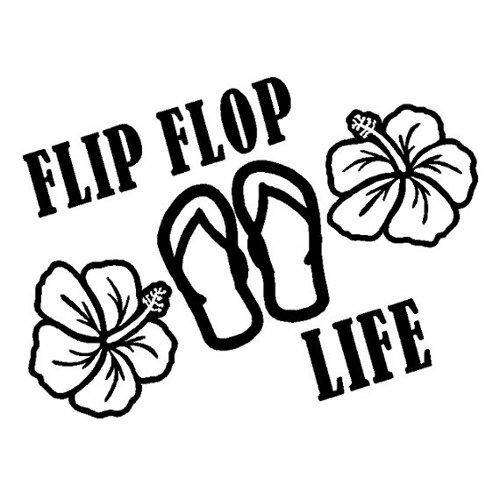 6" Flip Flop Life Flower Vinyl Car Decal Bumper Window Sticker Die Cut ...