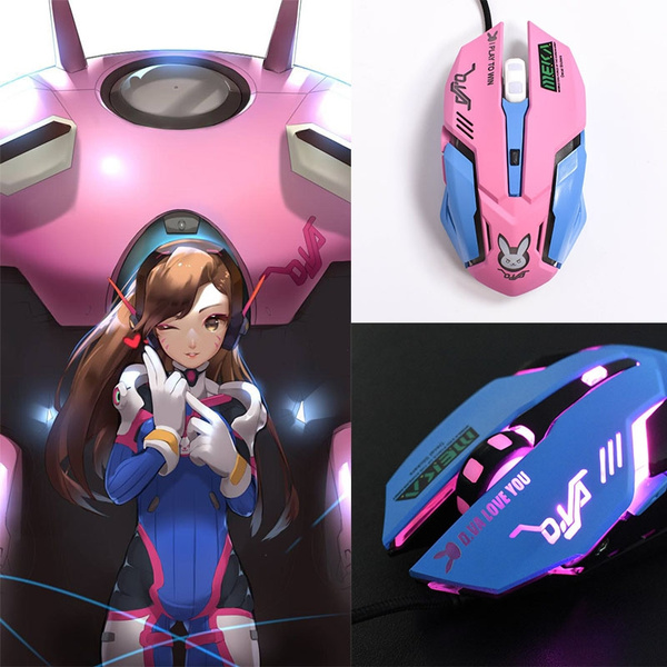 Overwatch Wired D.VA Gaming Mouse Cartoon Character Song Hana Athletics ...