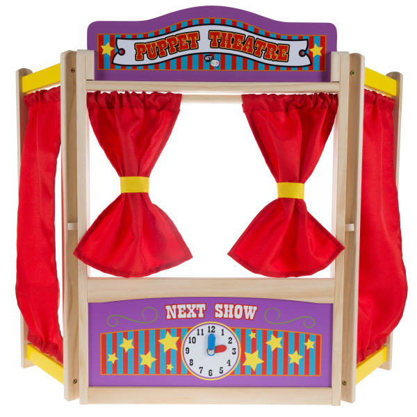 Wooden Puppet Theater Stage Show for Kids Pretend Play Imagination ...